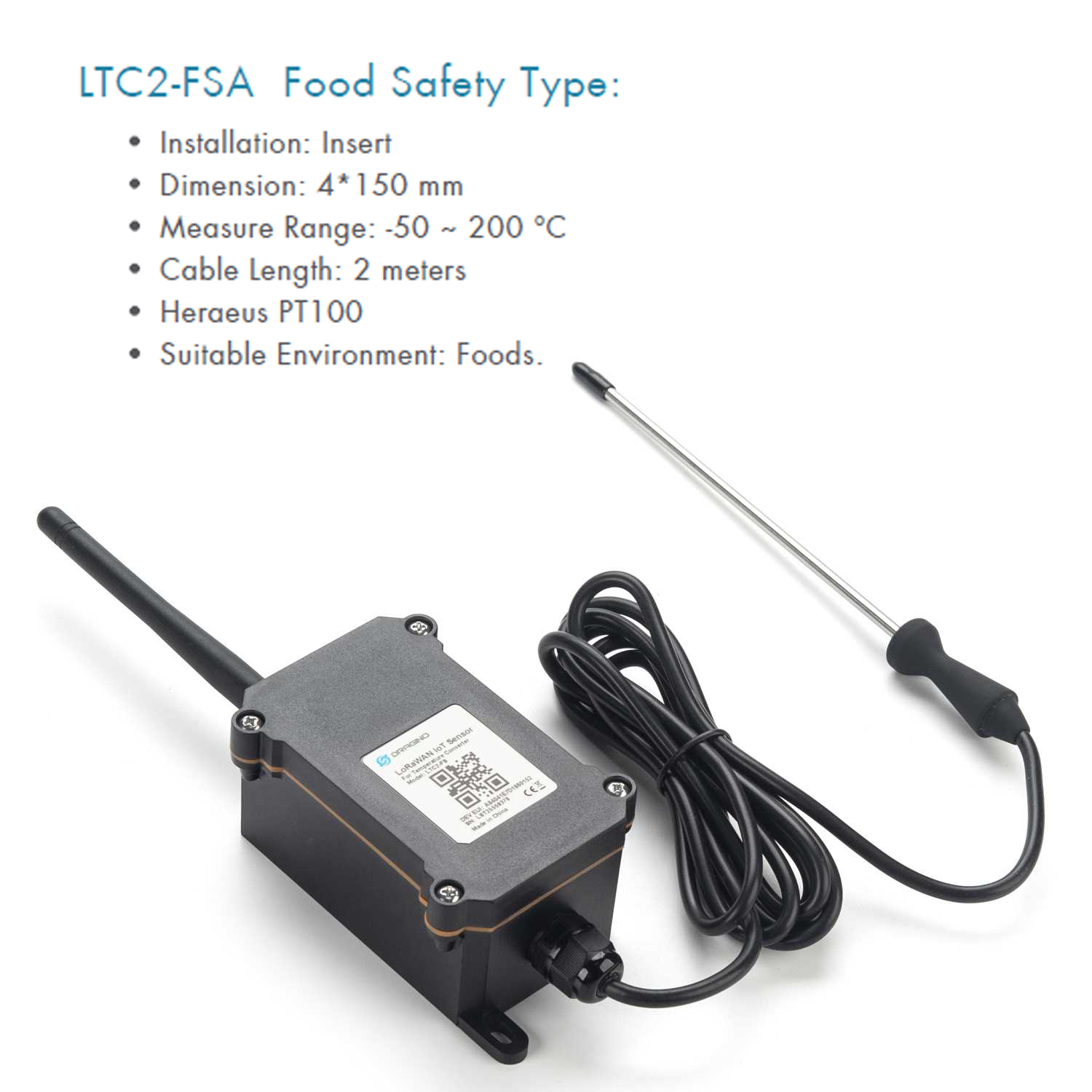 LTC2-FSA - Industrial LoRaWAN Temperature Transmitter- PT100 Food Safe ...